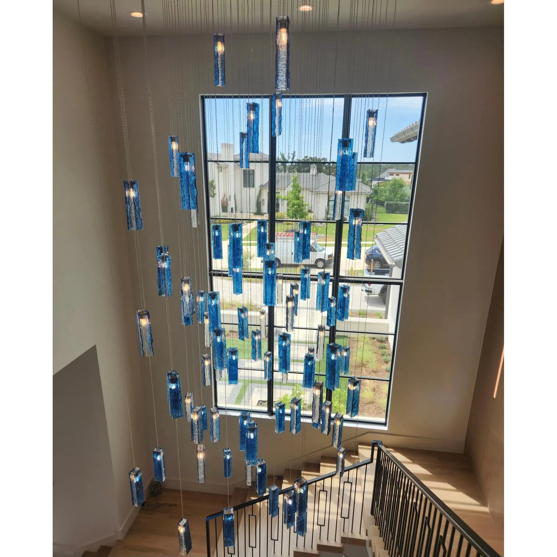 Rain Glass Tile Pendant Light - Single Glass Pendant