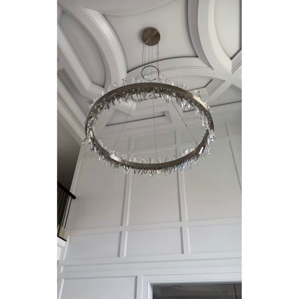 40" Glacius Polished Chrome LED Crystal Pendant Light