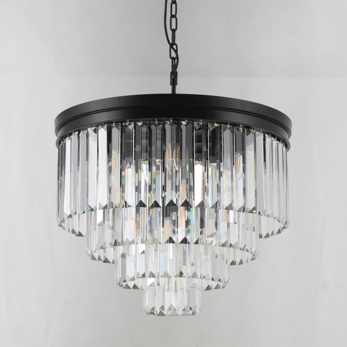 Dual Option Flush-mount / Hanging 4-Tier Odeon Crystal Fringe Chandelier