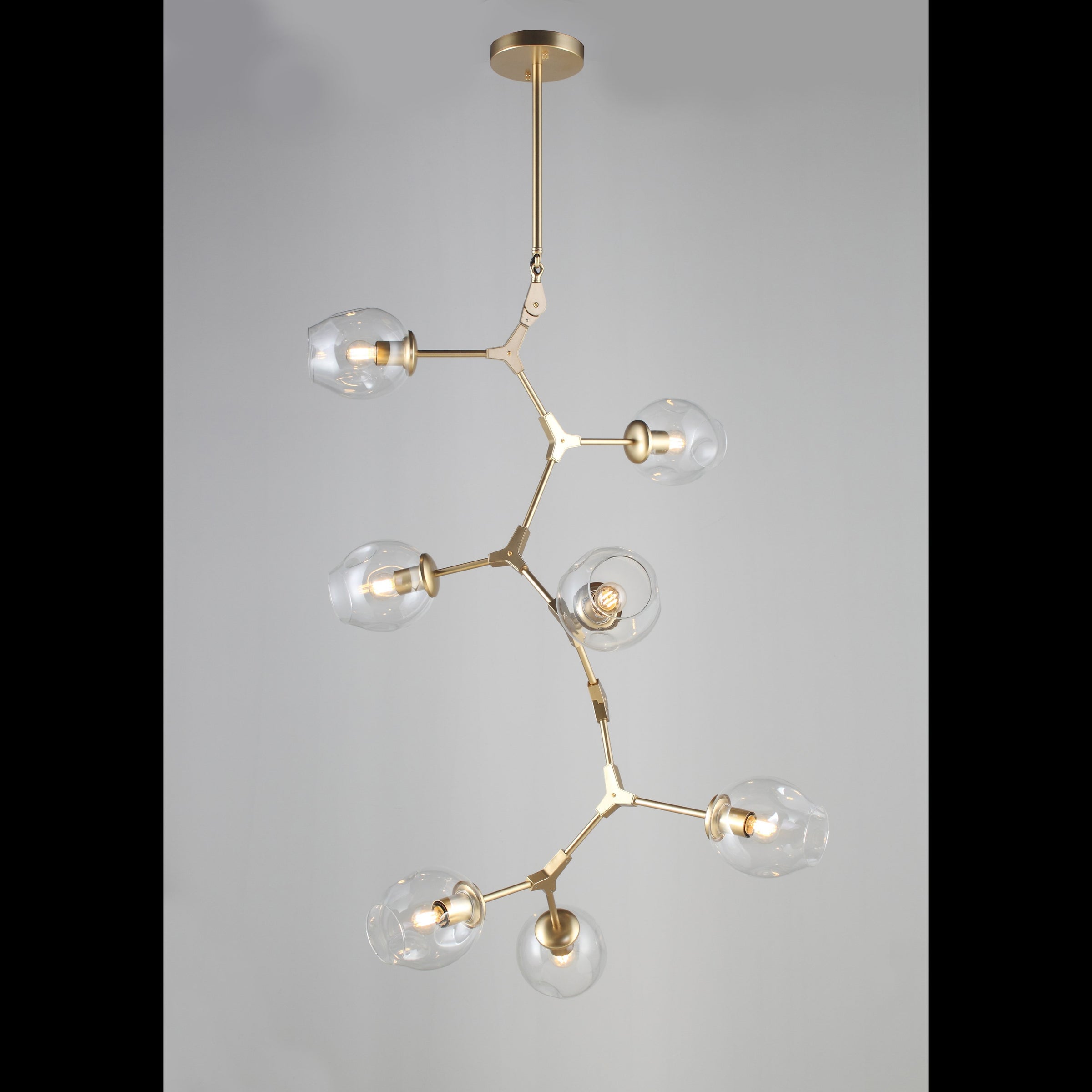 Metal Releaf Vertical Globe Branching Bubble Chandelier