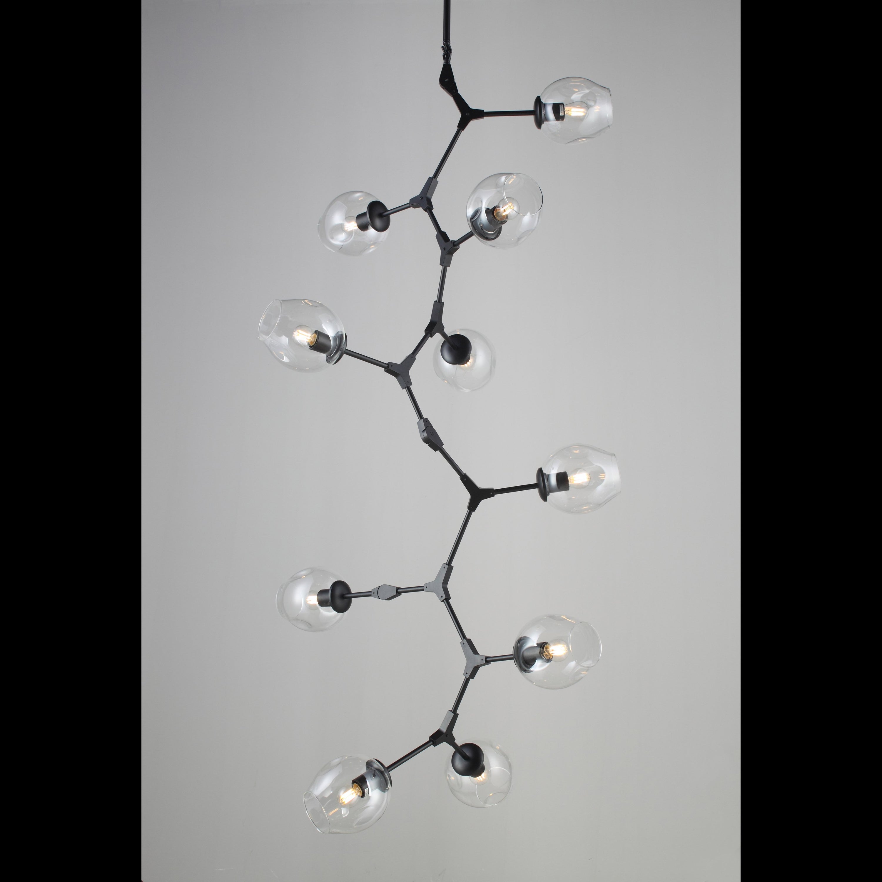Metal Releaf Vertical Globe Branching Bubble Chandelier