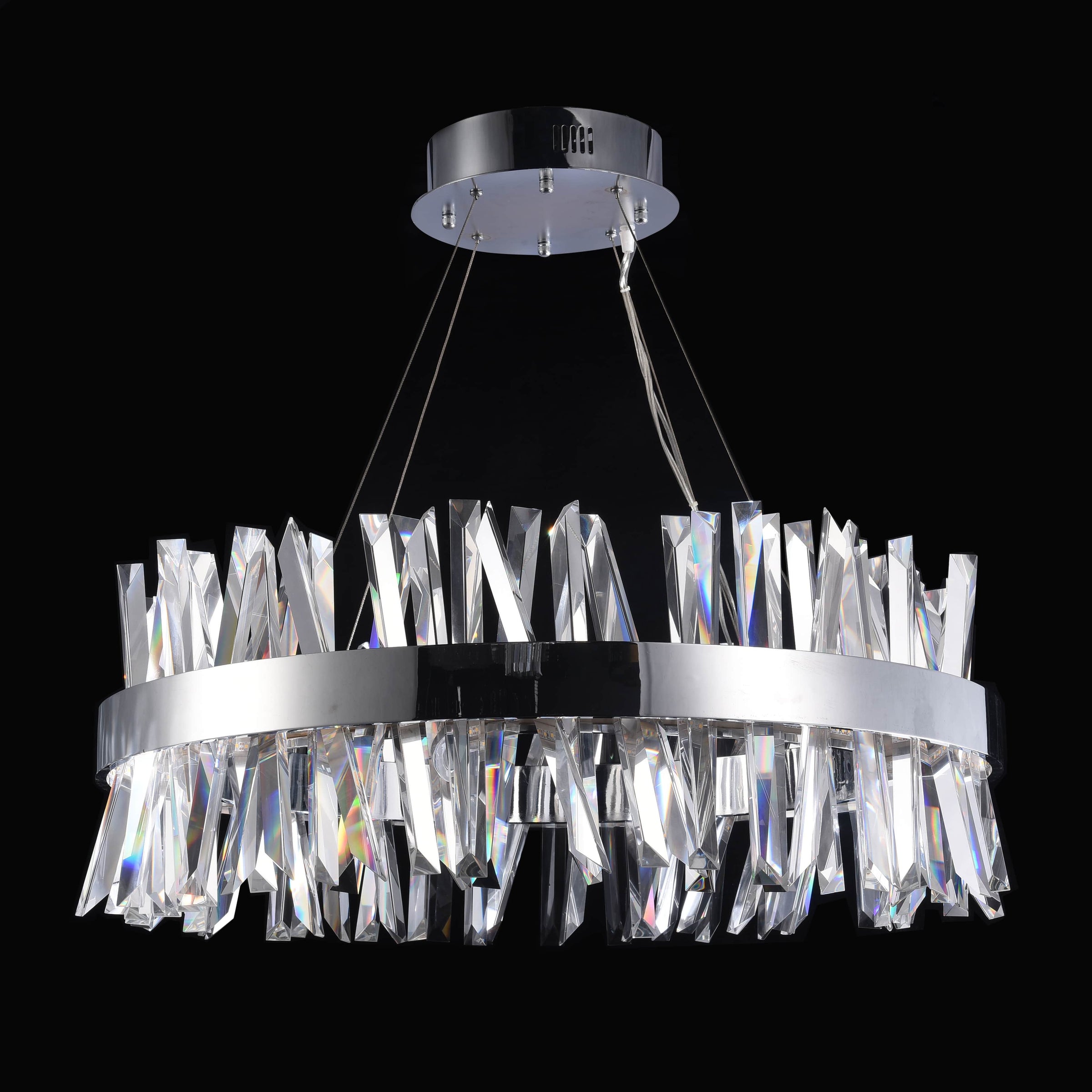 40" Glacius Polished Chrome LED Crystal Pendant Light