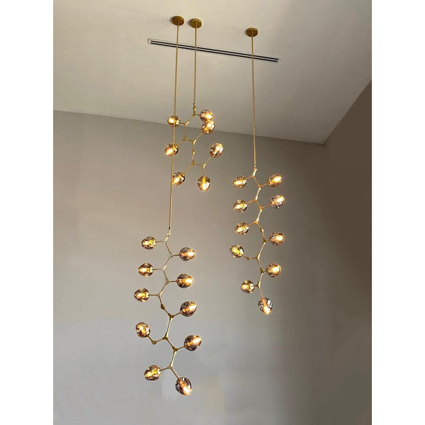 Metal Releaf Vertical Globe Branching Bubble Chandelier