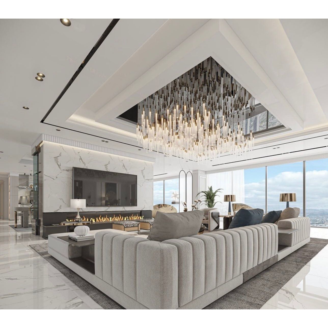 Estrella Rain Square Cluster Pendant Light