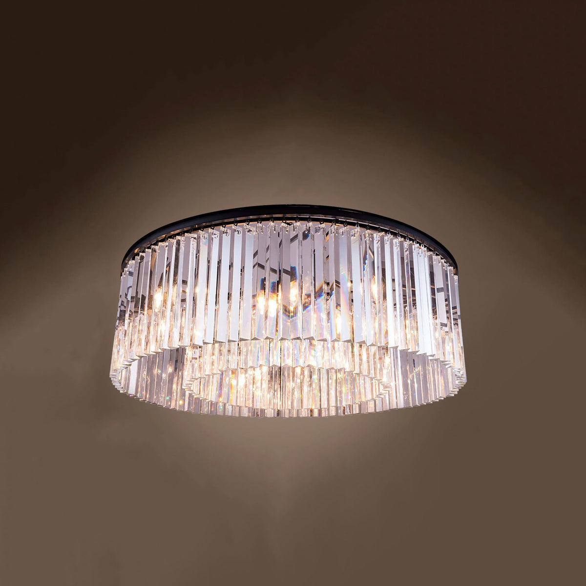 Apex Odeon Flushmount 1-Tier Odeon Crystal Fringe Chandelier
